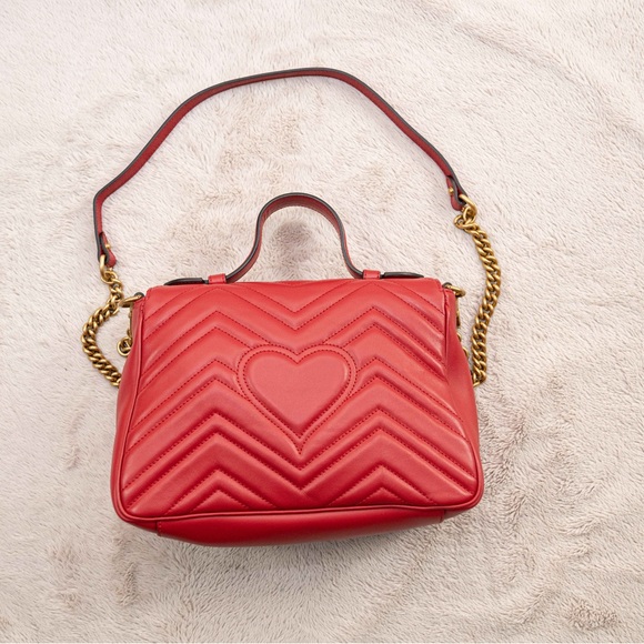 Gucci | Bags | Gucci Marmont Red Top Handle Bag | Poshmark